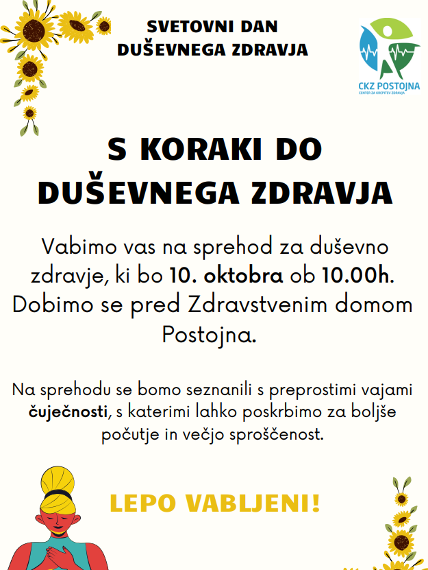 Obeležite svetovni dan duševnega zdravja s sprehodom - postojna.si