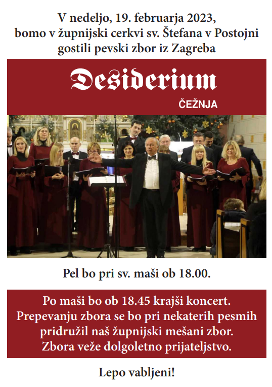 Vabljeni na koncert v Župnijo Postojna - postojna.si