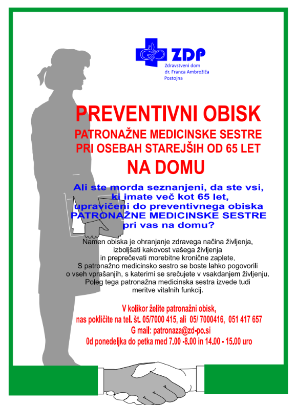 Preventivni obisk patronažne medicinske sestre starostnika nad 65 let ...