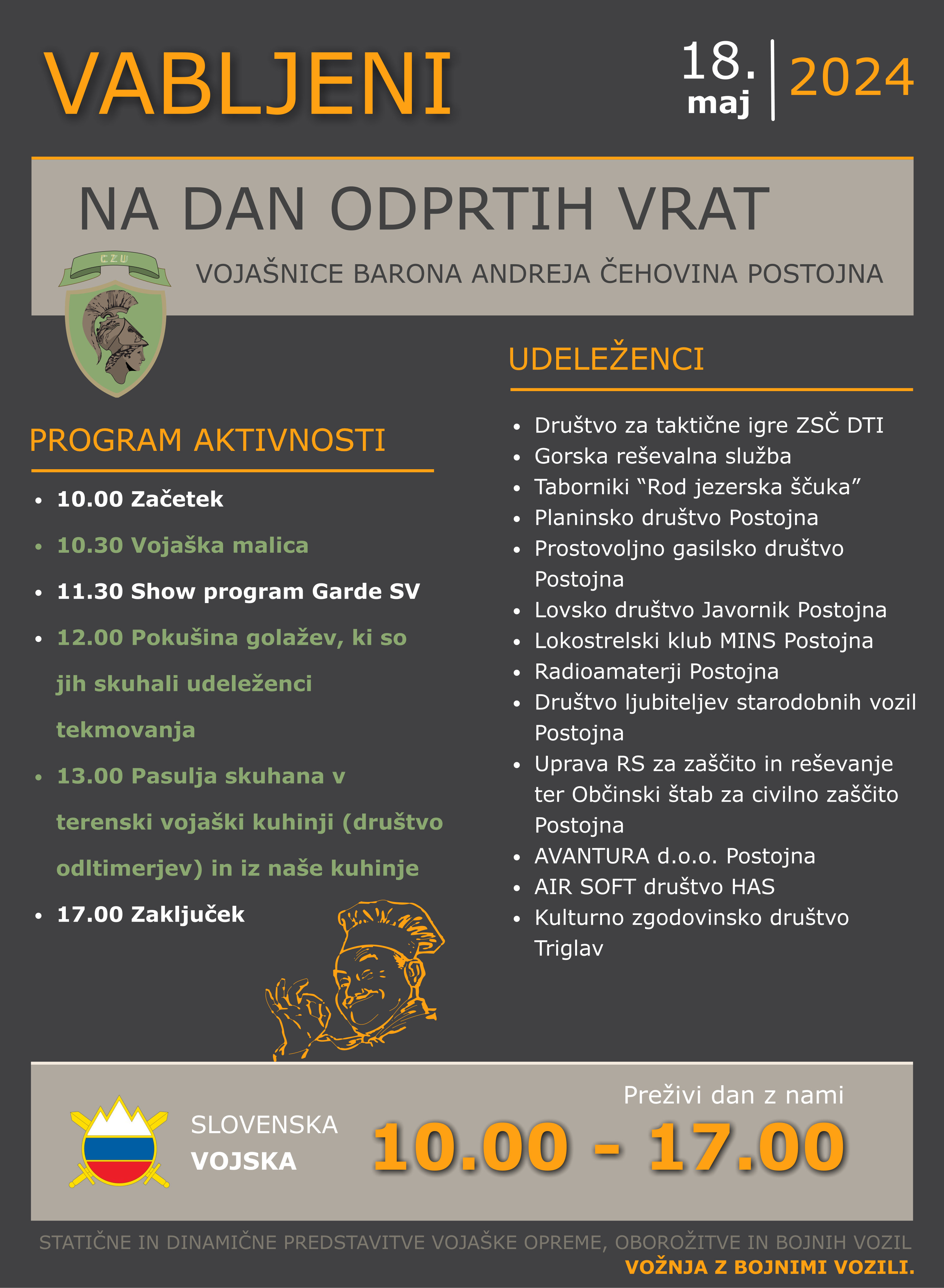 Dan odprtih vrat vojašnice barona Andreja Čehovina v Postojni - postojna.si